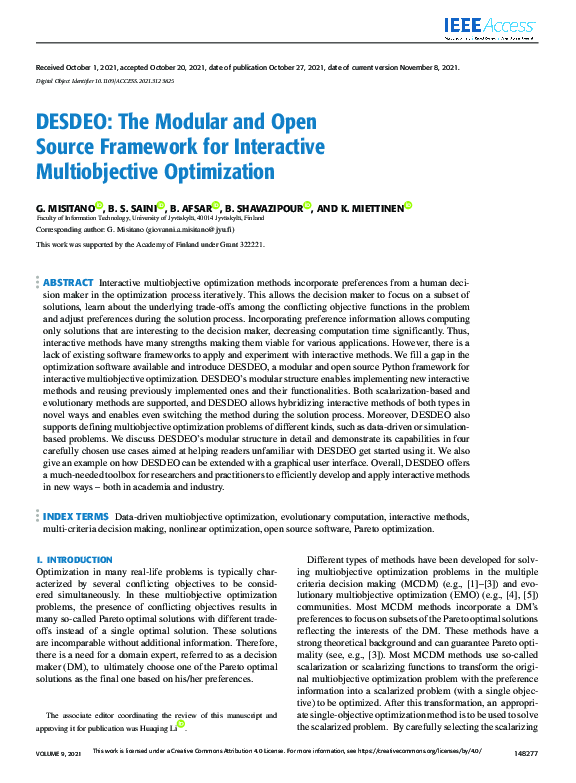 Pdf Desdeo The Modular And Open Source Framework For Interactive Multiobjective Optimization