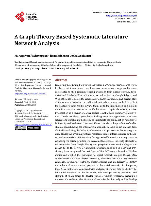 (PDF) A Graph Theory Based Systematic Literature Network Analysis