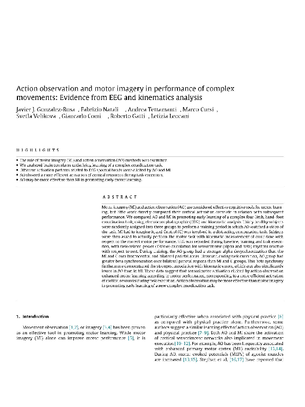 (PDF) Action observation and motor imagery in performance of complex movements: evidence from ...