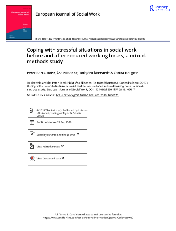 (PDF) Coping with stressful situations in social work before and after ...