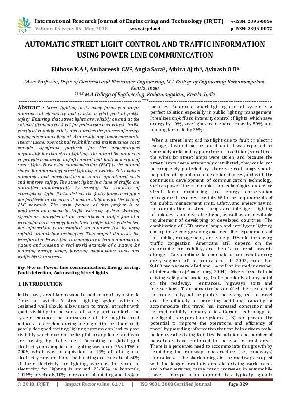 (PDF) Automatic Street Light Control and Traffic Information Using ...