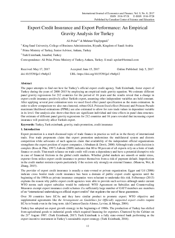(PDF) Export Credit Insurance and Export Performance: An Empirical ...