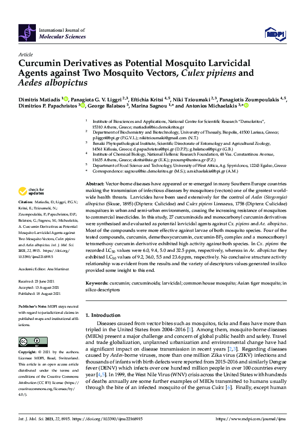(PDF) Curcumin Derivatives as Potential Mosquito Larvicidal Agents ...