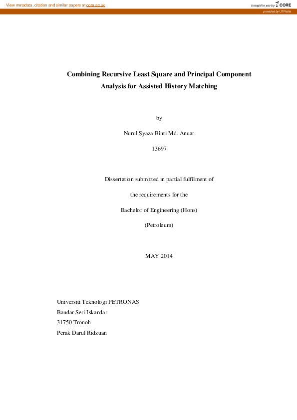 Pdf Combining Recursive Least Square And Principal Component Analysis