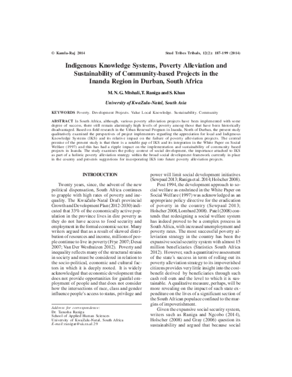 (PDF) Indigenous Knowledge Systems, Poverty Alleviation and ...