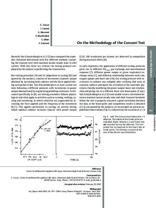 (PDF) On the Methodology of the Conconi Test
