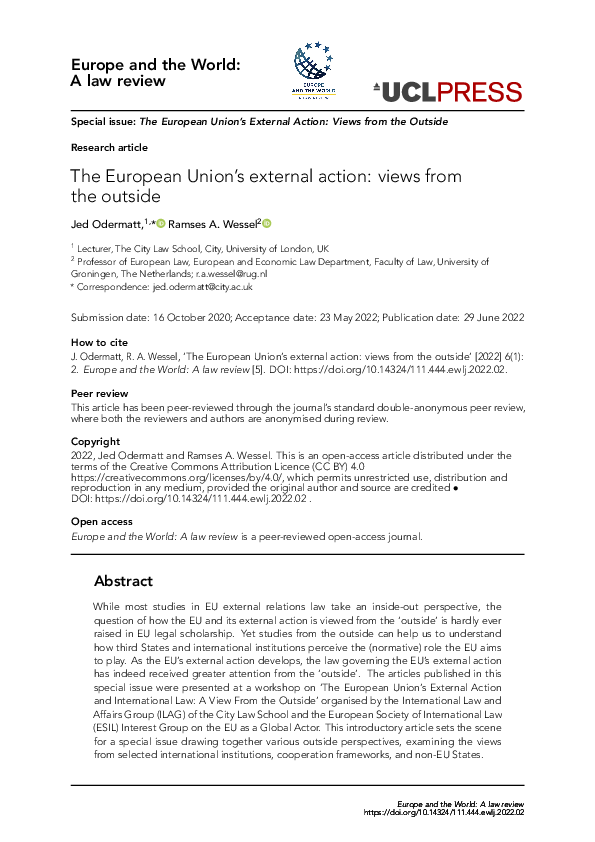 (PDF) The European Union’s external action: views from the outside ...