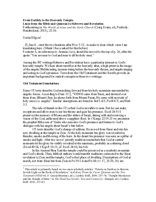 (PDF) From Earthly to the Heavenly Temple . Lines from the Bible and ...