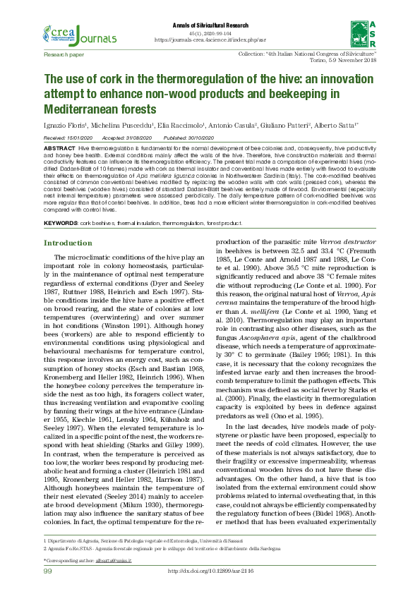 (PDF) The use of cork in the thermoregulation of the hive: an ...