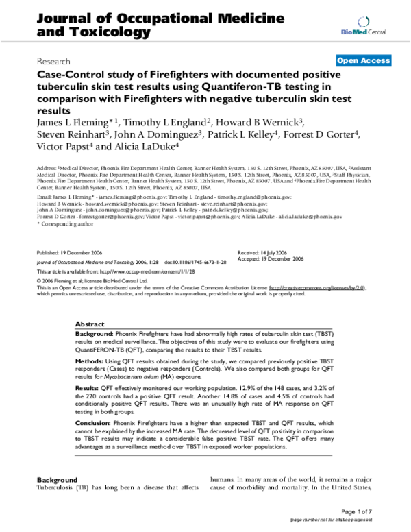 (PDF) Case-Control study of Firefighters with documented positive ...