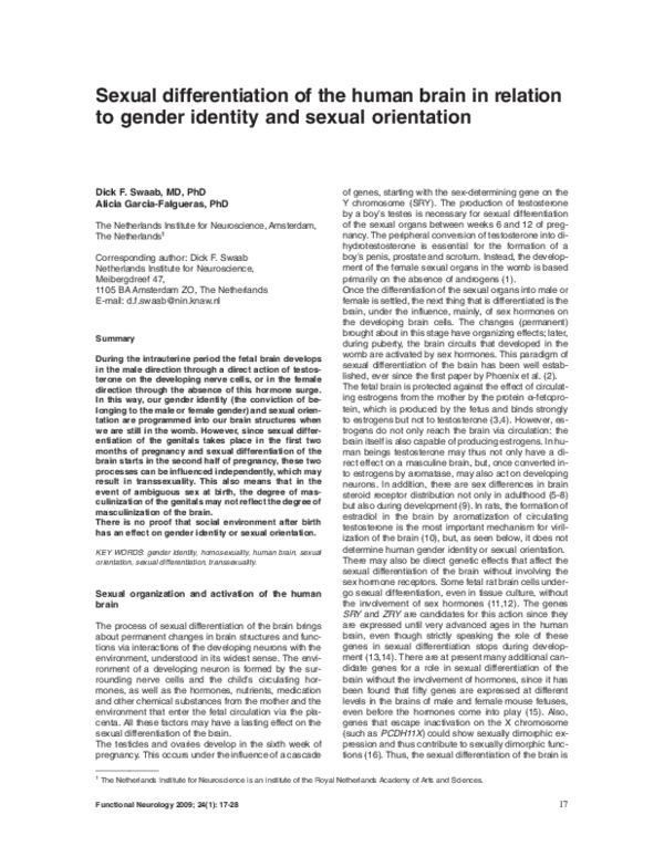 (PDF) Sexual differentiation of the human brain in relation to gender ...