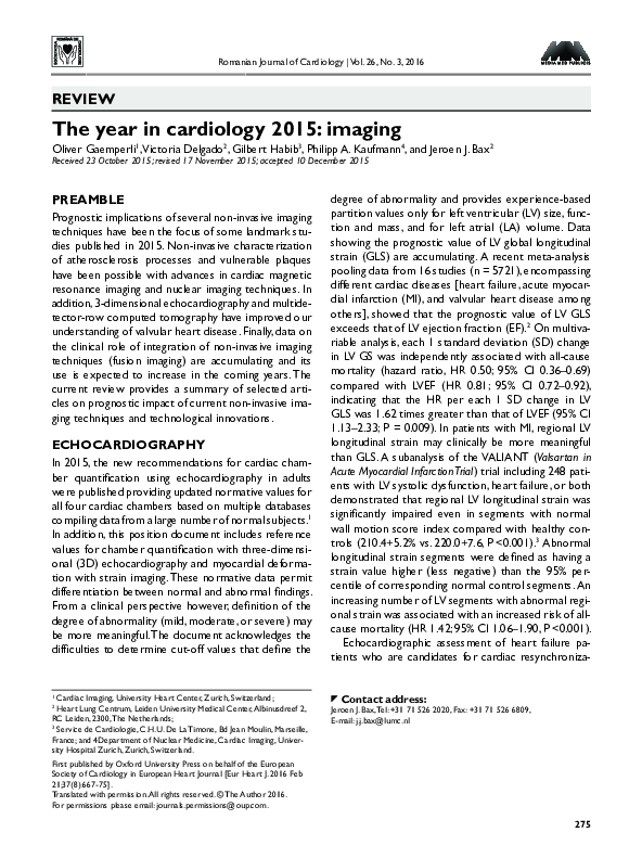 (PDF) The year in cardiology 2015: imaging