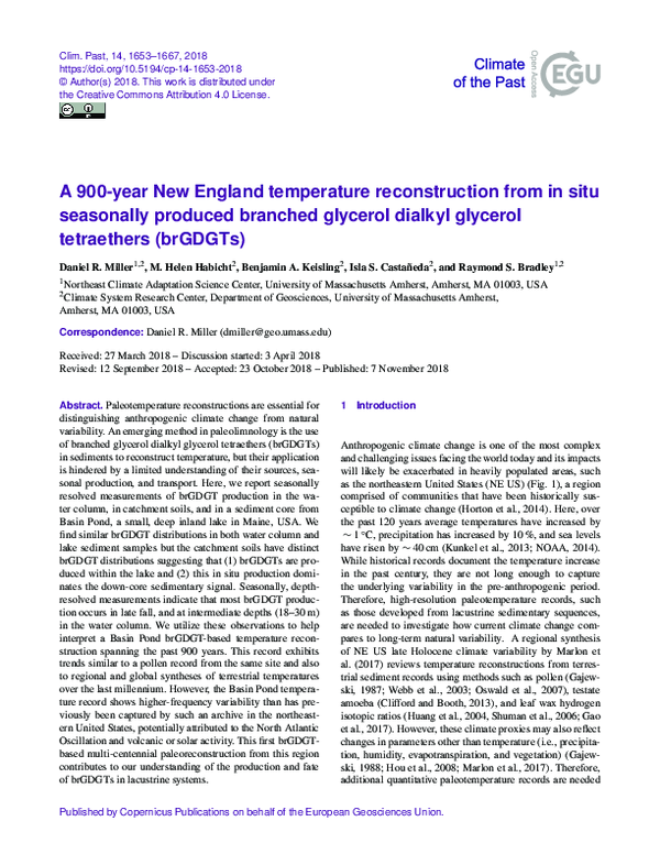 (PDF) A 900-year New England temperature reconstruction from in situ ...