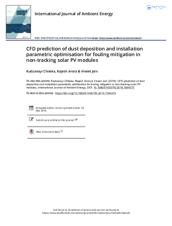 (PDF) CFD Prediction of dust deposition and installation parametric optimisation for soiling ...