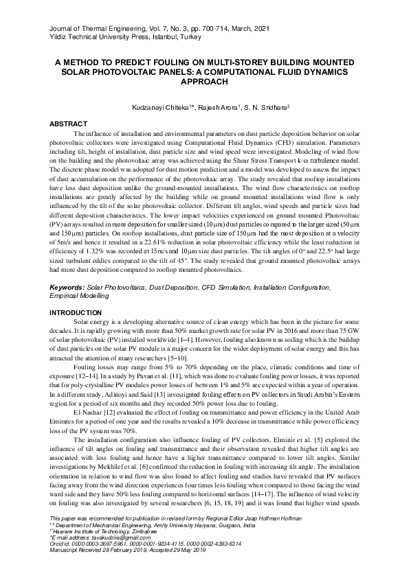 (PDF) A Method to Predict Fouling on Multi-Storey Building Mounted Solar Photovoltaic Panels: A ...