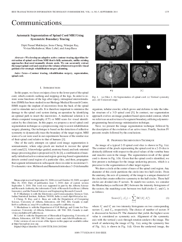 (PDF) Automatic Segmentation of Spinal Cord MRI Using Symmetric Boundary Tracing