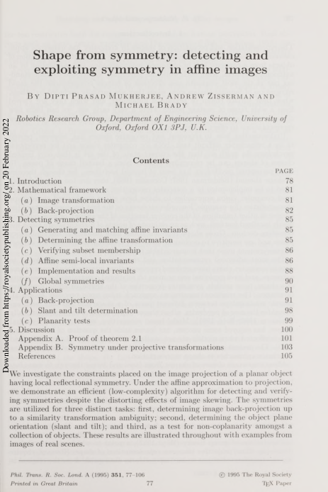 (PDF) Shape from Symmetry: Detecting and Exploiting Symmetry in Affine Images