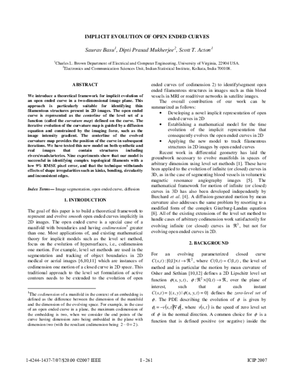 (PDF) Implicit Evolution of Open Ended Curves