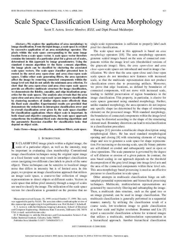 (PDF) Area Morphology for Scale Space Classification