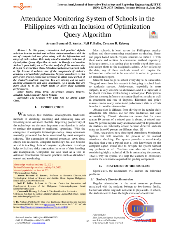 (PDF) Attendance Monitoring System of Schools in the Philippines with ...