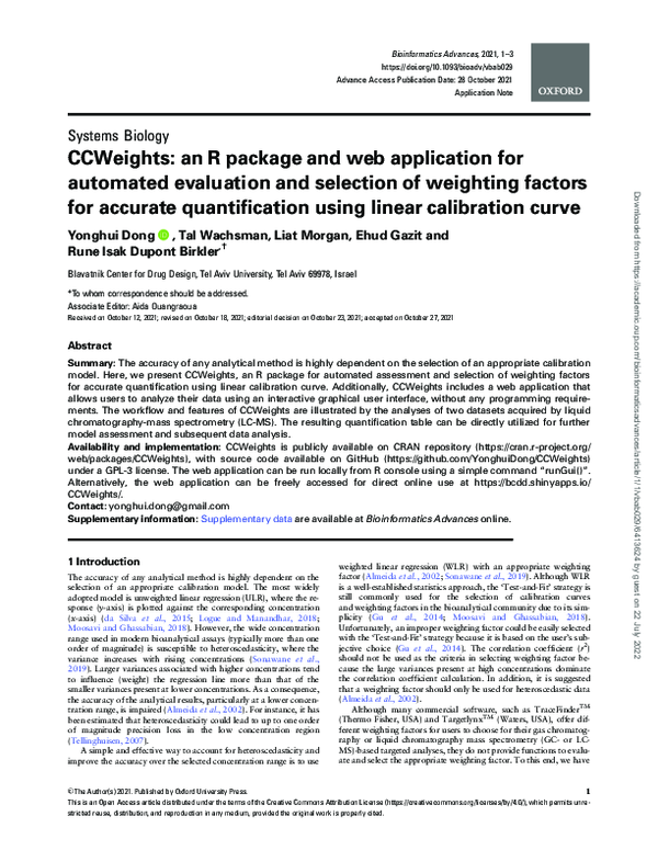 (PDF) CCWeights: an R package and web application for automated evaluation and selection of ...