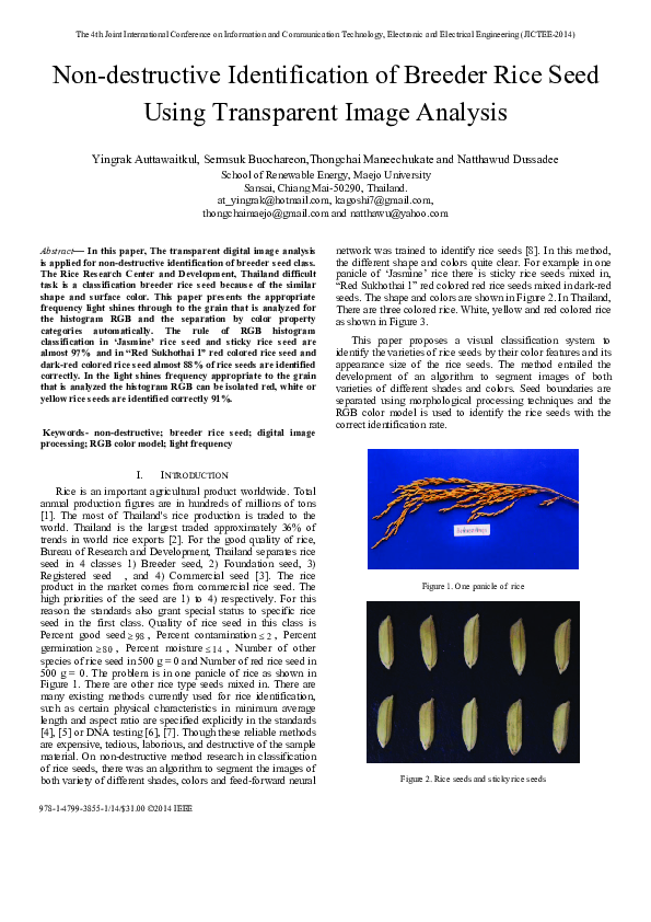(PDF) Non-destructive identification of breeder rice Seed using ...