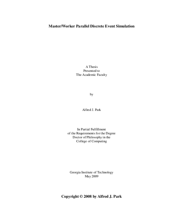 Pdf Efficient Masterworker Parallel Discrete Event Simulation 