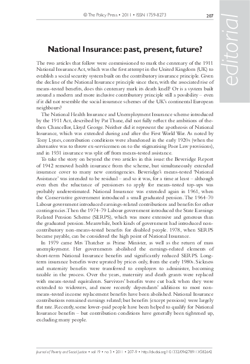 (PDF) National Insurance: past, present, future?
