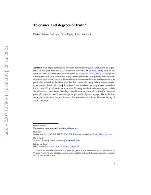 (PDF) Tolerance and degrees of truth