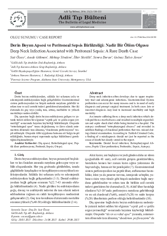 (PDF) Deep Neck Infection Associated with Peritoneal Sepsis A Rare ...