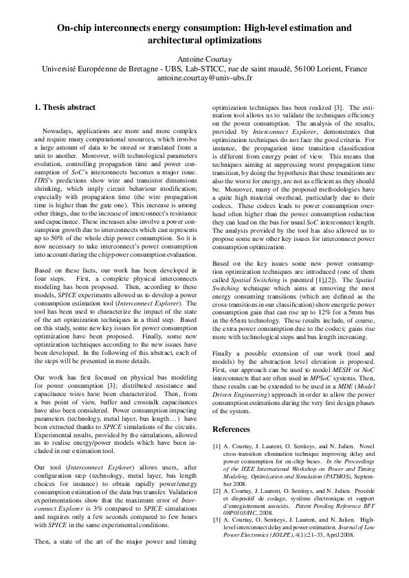 (PDF) On-chip interconnects energy consumption: High-level estimation and architectural ...