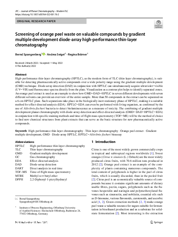 (PDF) Screening of orange peel waste on valuable compounds by gradient multiple development ...