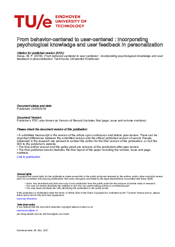 (PDF) From behavior-centered to user-centered : incorporating psychological knowledge and user ...