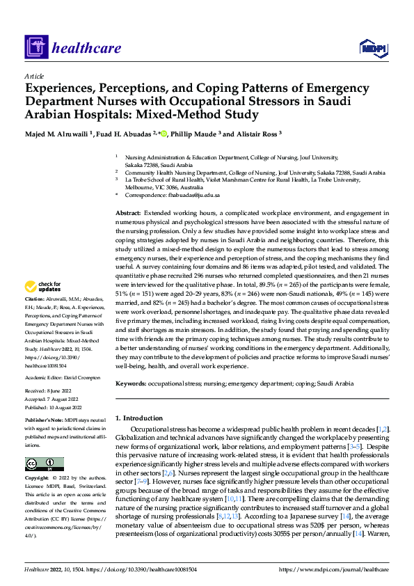 (PDF) Experiences, Perceptions, and Coping Patterns of Emergency ...