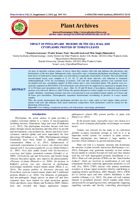 (PDF) Impact of Phylloplane Microbe on the Cell Wall and Cytoplasmic ...