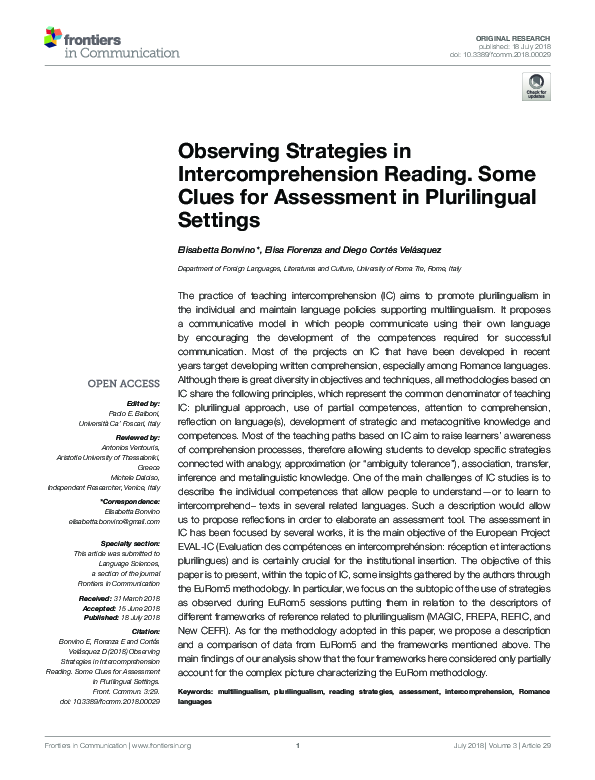 (PDF) Observing Strategies in Intercomprehension Reading. Some Clues ...