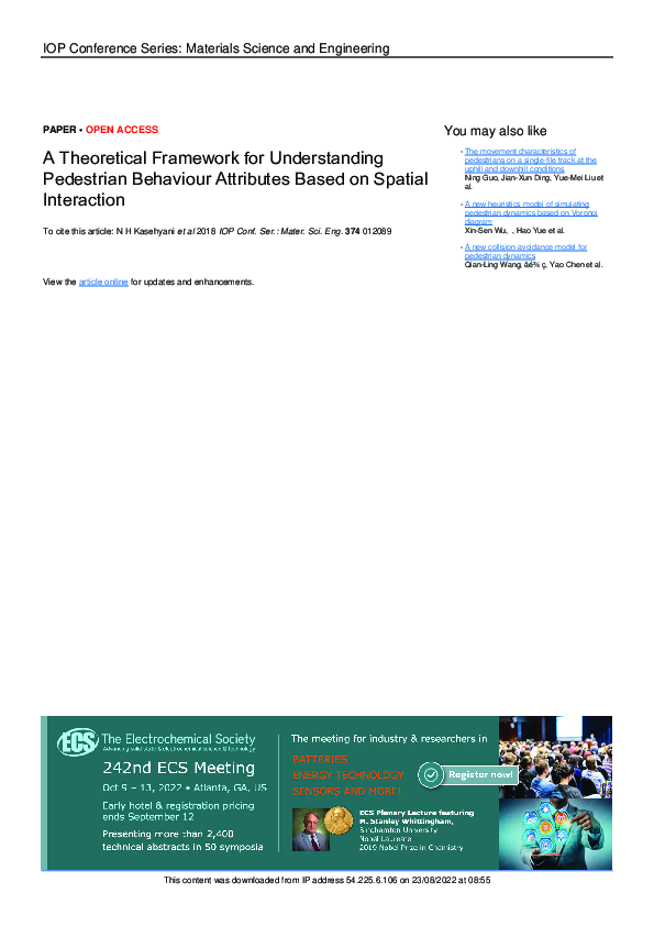 Pdf A Theoretical Framework For Understanding Pedestrian Behaviour Attributes Based On Spatial
