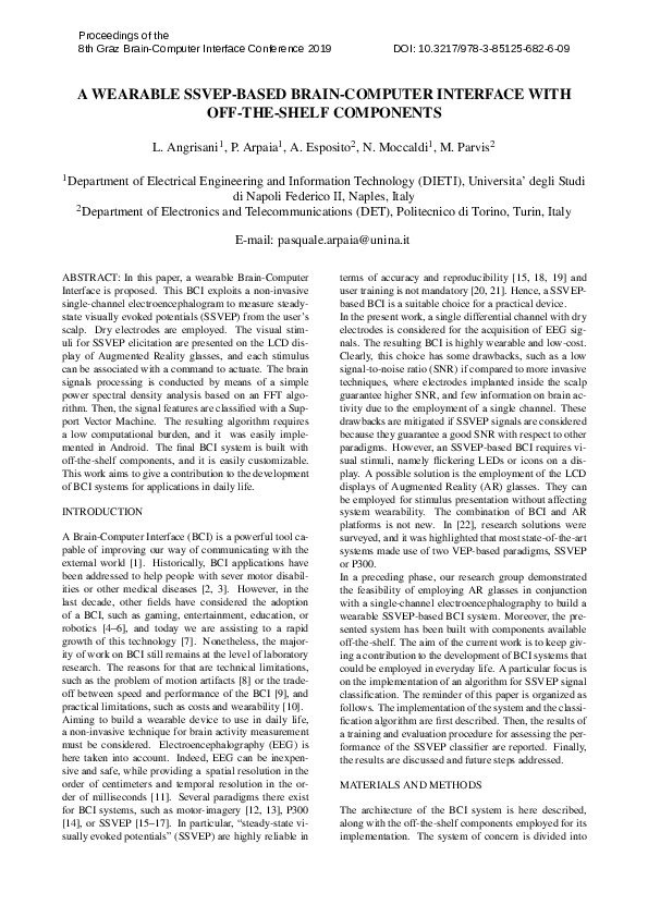 (PDF) A Wearable SSVEP-based brain-Computer Interface with off-the-Shelf Components