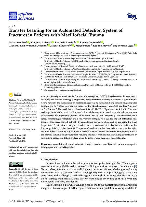 Pdf Transfer Learning For An Automated Detection System Of Fractures In Patients With