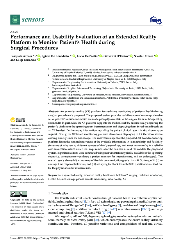 (PDF) Performance and Usability Evaluation of an Extended Reality Platform to Monitor Patient’s ...