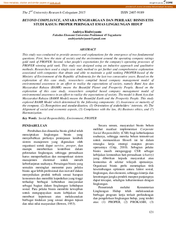 (PDF) Beyond Compliance, Antara Penghargaan Dan Perilaku Bisnis Etis ...