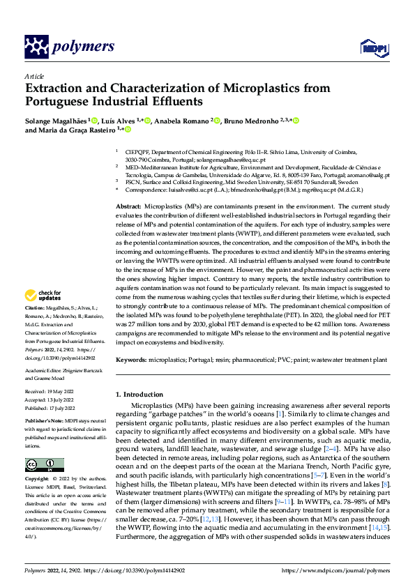 Pdf Extraction And Characterization Of Microplastics From Portuguese