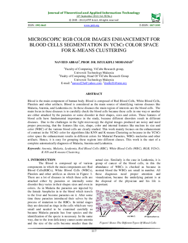 (PDF) Microscopic rgb color images enhancement for blood cells segmentation in ycbcr color space ...