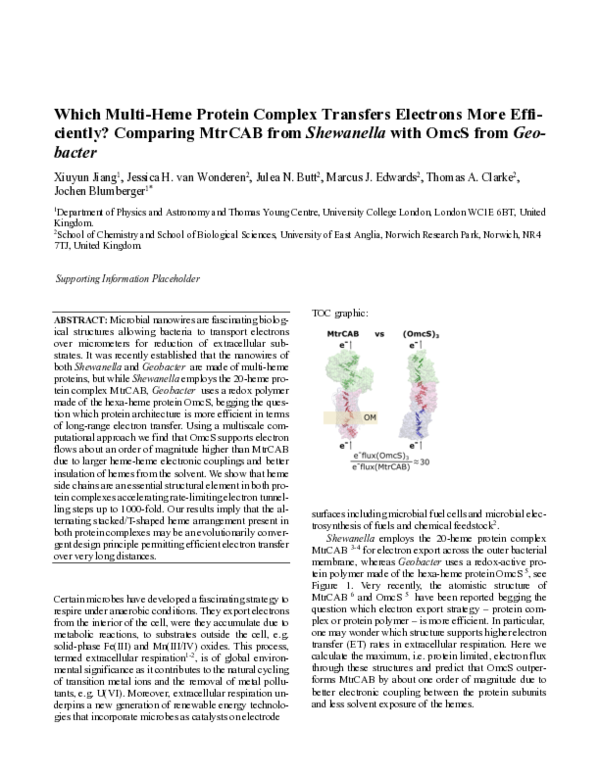 (PDF) Which Multi-Heme Protein Complex Transfers Electrons More ...