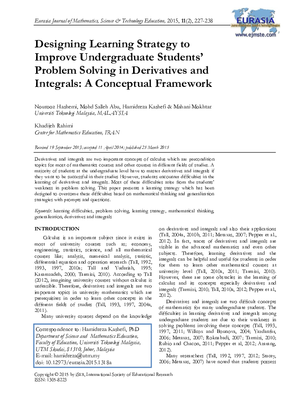 (PDF) Designing Learning Strategy to Improve Undergraduate Students’ Problem Solving in ...