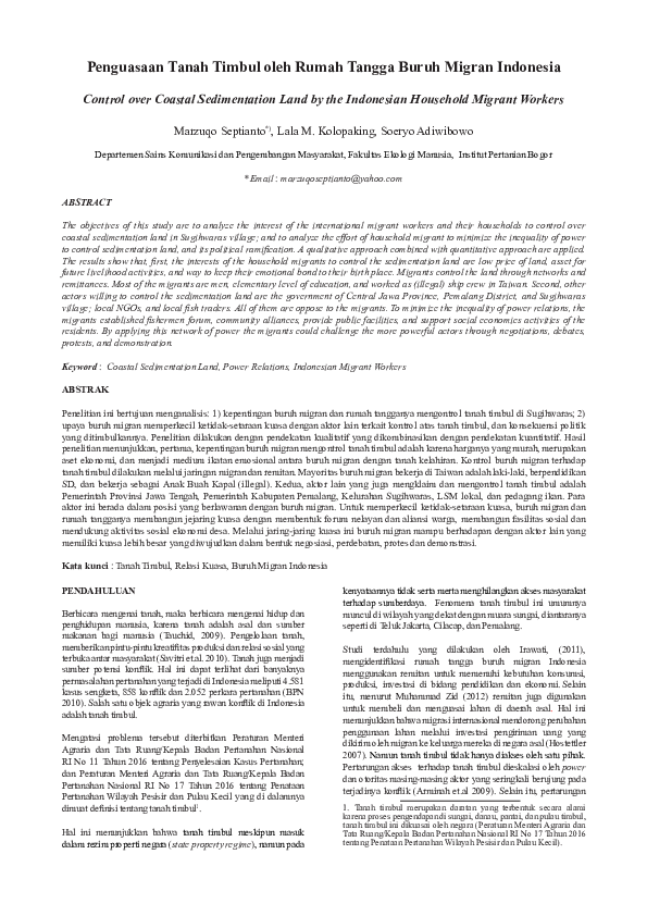 (PDF) Control over Coastal Sedimentation Land by the Indonesian ...