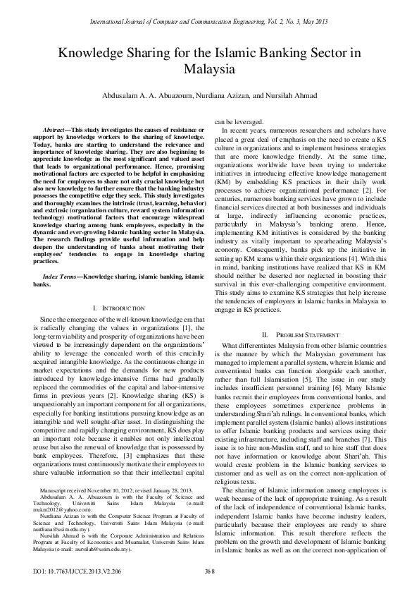 (PDF) Knowledge Sharing for the Islamic Banking Sector in Malaysia