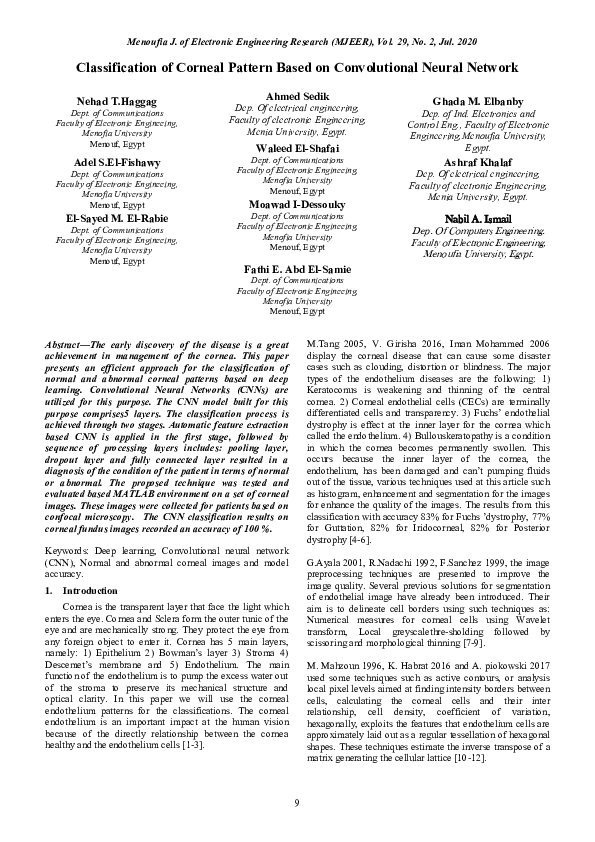 Pdf Classification Of Corneal Pattern Based On Convolutional Lstm