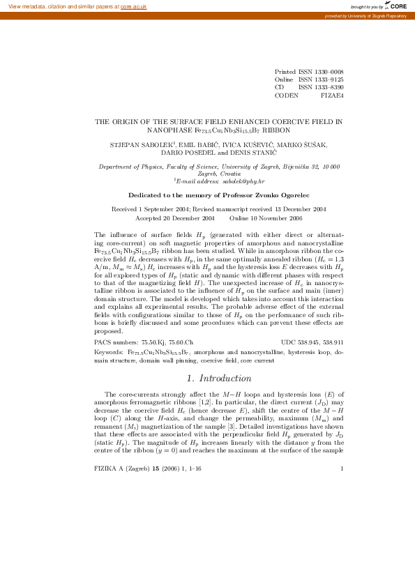 (PDF) The Origin of the Surface Field Enhanced Coercive Field in ...