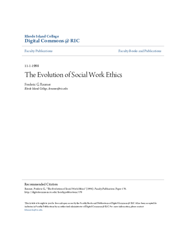 (PDF) The Evolution of Social Work Ethics